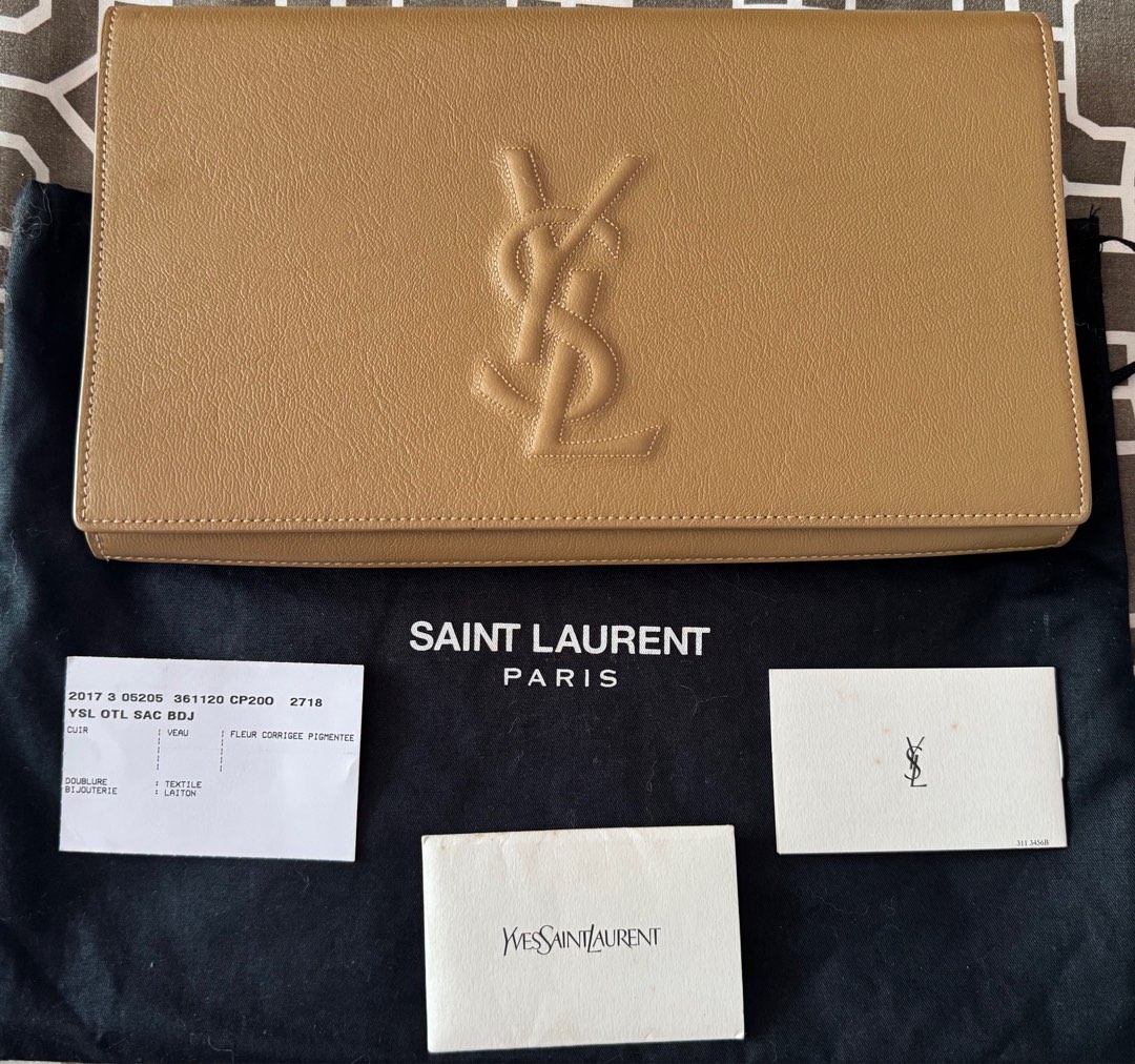 Saint Laurent YSL Beige Clutch bag, Luxury, Bags & Wallets on Carousell