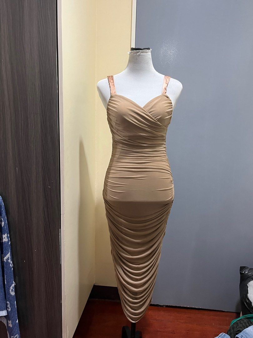 SHEIN brown mesh uod dress (body hug), Women's Fashion, Dresses & Sets ...