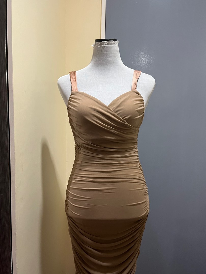 SHEIN brown mesh uod dress (body hug), Women's Fashion, Dresses & Sets ...