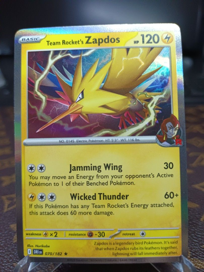🚀 Team Rocket's Zapdos - 070/182 Holo Rare (Destined Rivals) Pokemon ...