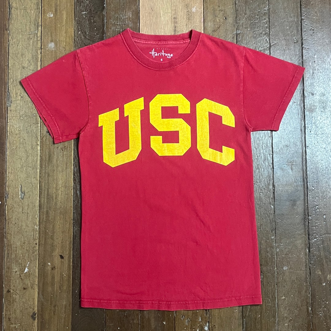 Vintage 90s Heritage Usc Red Tee Mens Fashion Tops And Sets Tshirts
