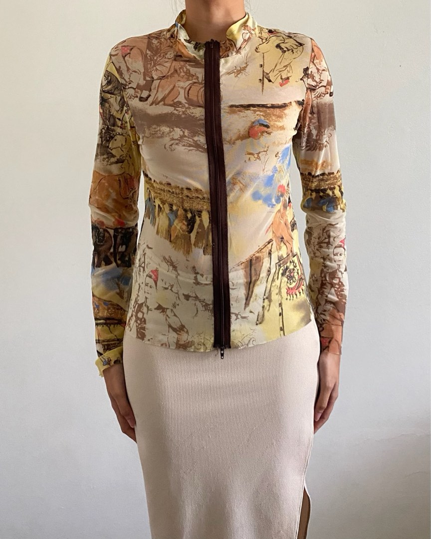 Vintage graphic mesh top, Women's Fashion, Tops, Longsleeves on Carousell