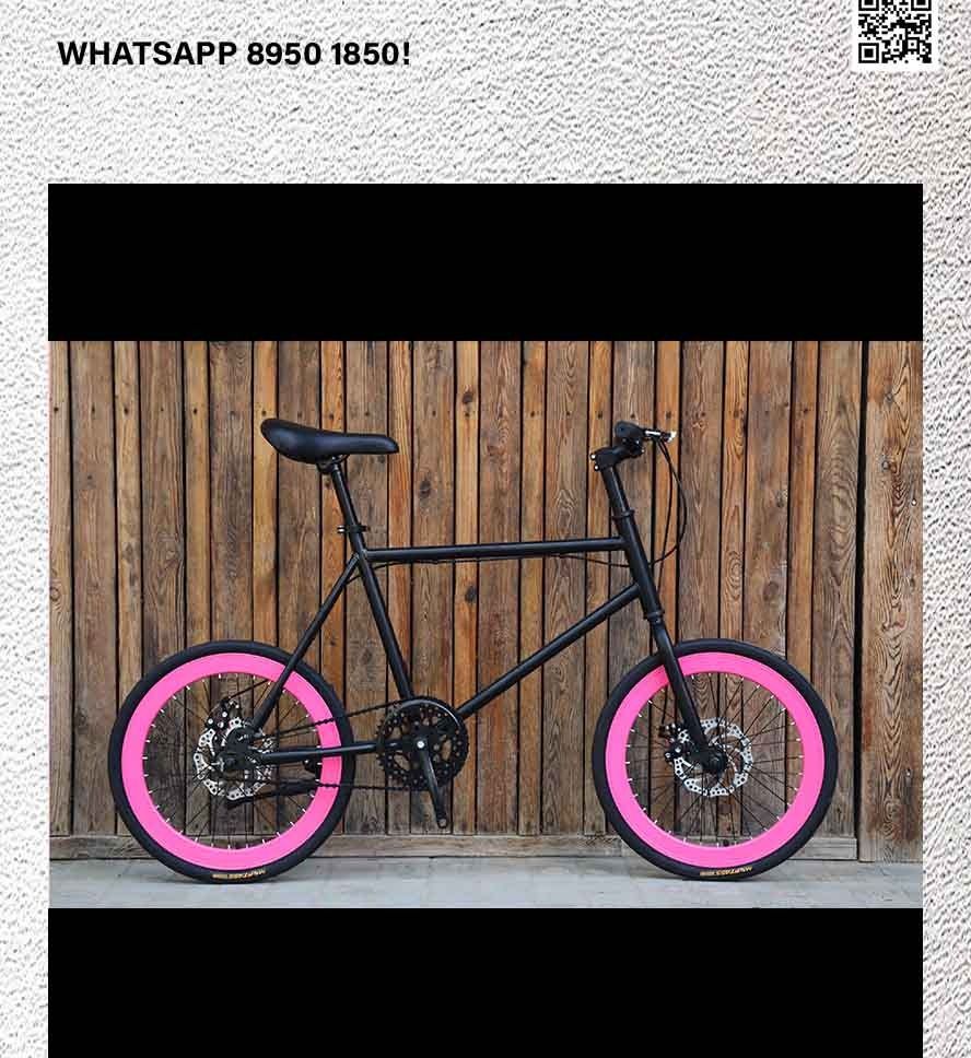 20 Inch 1 Speed MINI VELO [Black-Pink] Bicycles Fixie Bike Lightweight ...