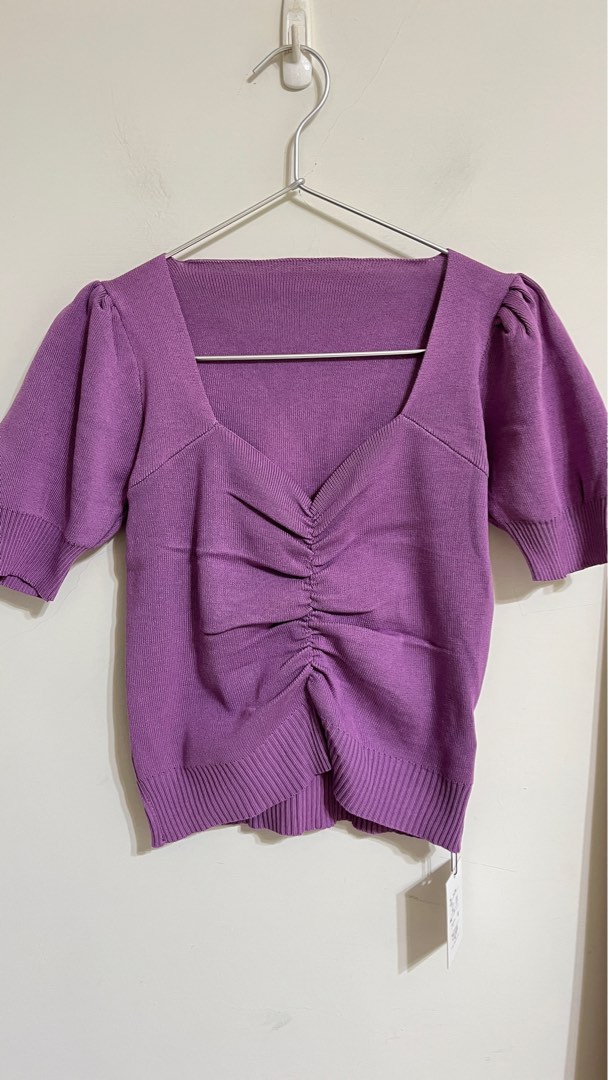 全新 GRL 紫色針織 短版 上衣 M, 她的時尚, 上衣, 其他上衣在旋轉拍賣