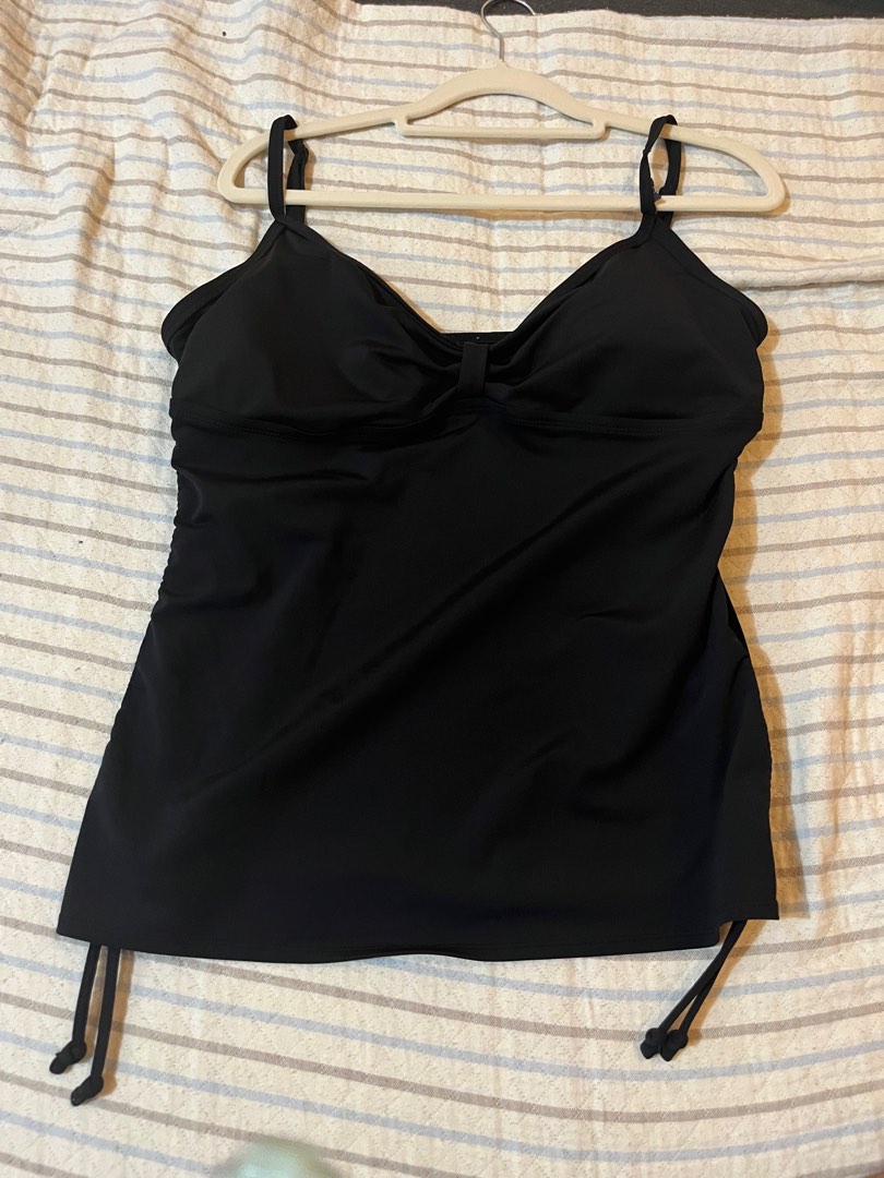 black runched side swimwear top y2k alt grunge 2000s vintage mcbling ...