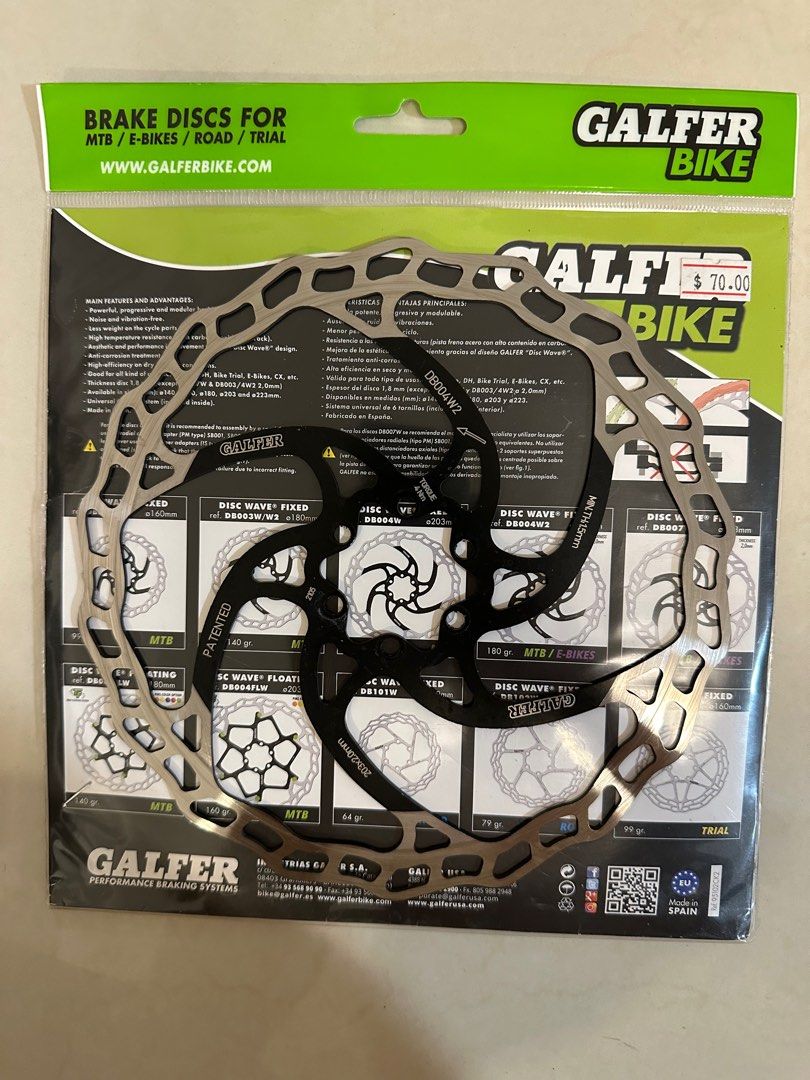 Galfer MTB Disc Wave Rotors 203mm X 2mm Thk 6 holes High Carbon Steel ...