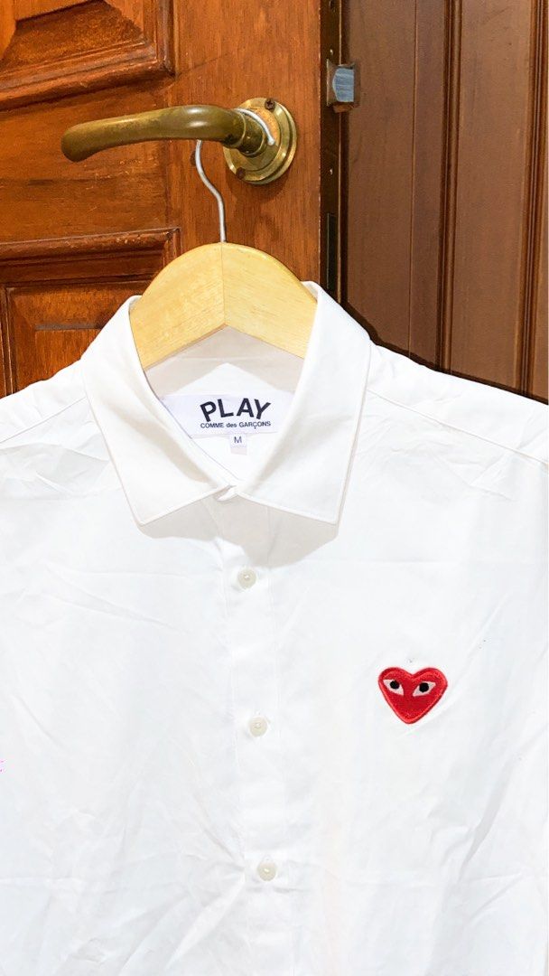 Kemeja Play CDG White Shirt Long Sleeve Putih Panjang NOT fred perry ...