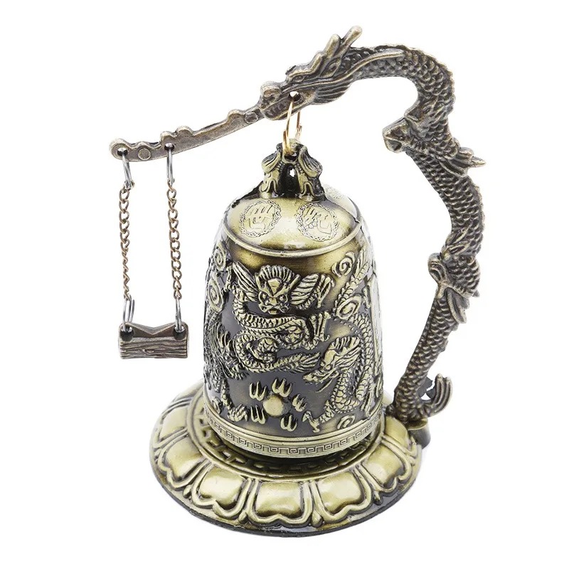 Lock Dragon Carved Buddhist Good Luck Bells Geomantic For Meditation ...