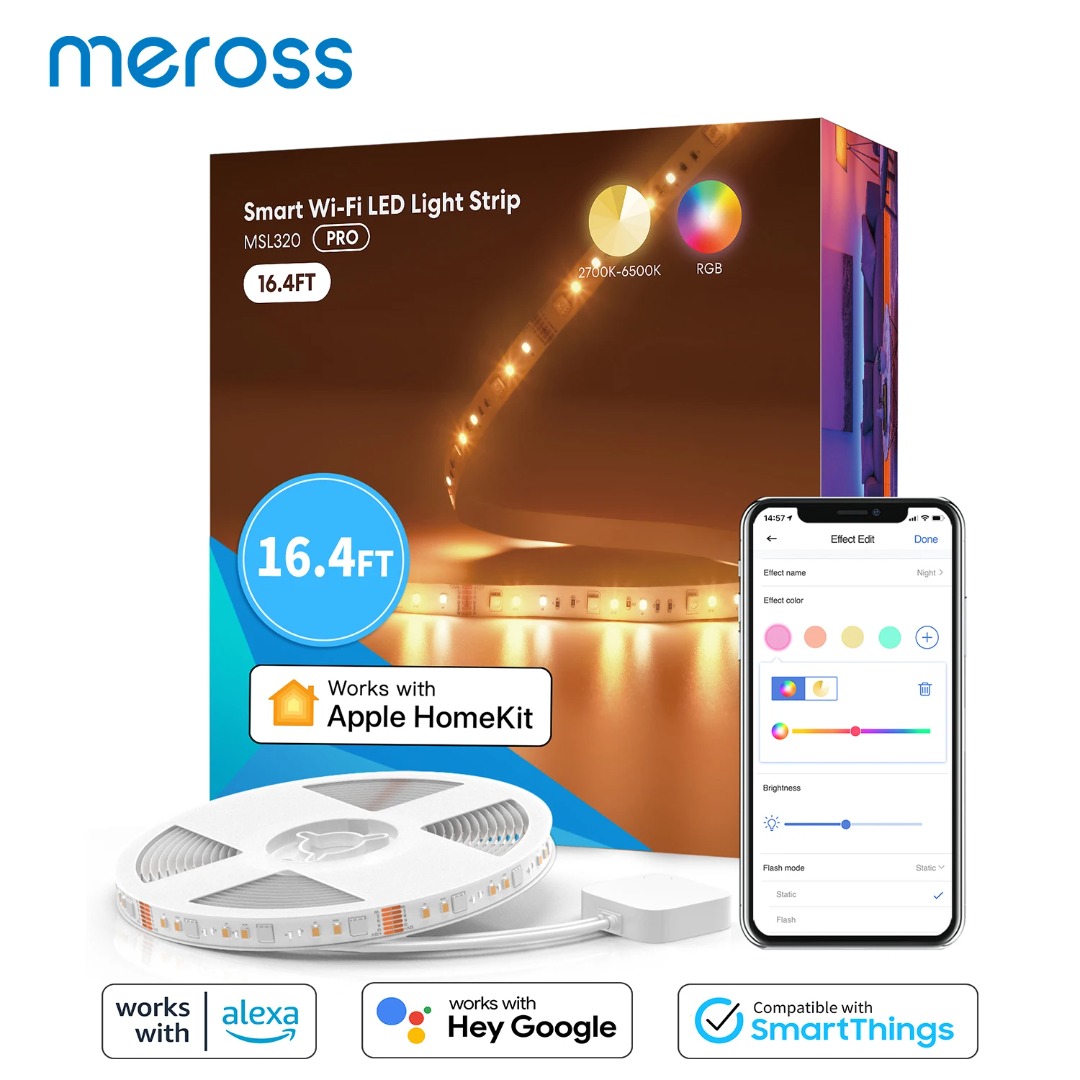 Meross HomeKit Smart Strip Light WiFi LED Light Strip RGBWW TV ...