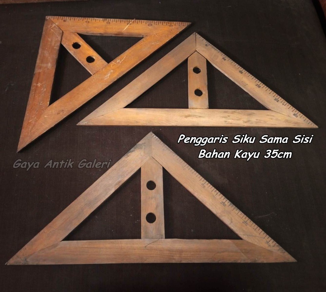 Penggaris Siku Sama Sisi Bahan Kayu 35cm, Antik, Lainnya di Carousell