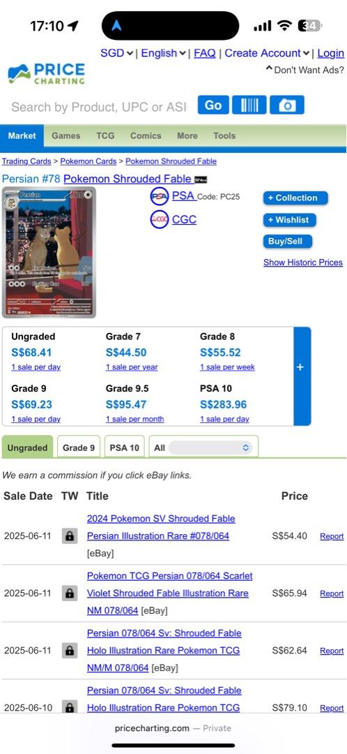 Pokemon Shrouded Fable Persian IR #78, Hobbies & Toys, Toys & Games on ...
