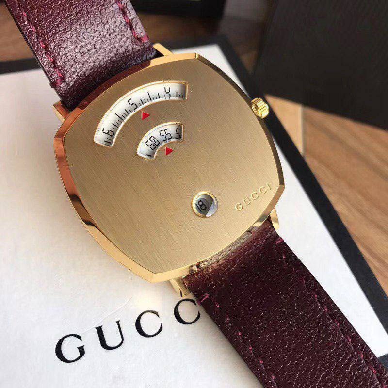 [PREORDER] 💯 ORIGINAL GUCCI GRIP GOLD DIAL BORDEAUX LEATHER LADIES ...