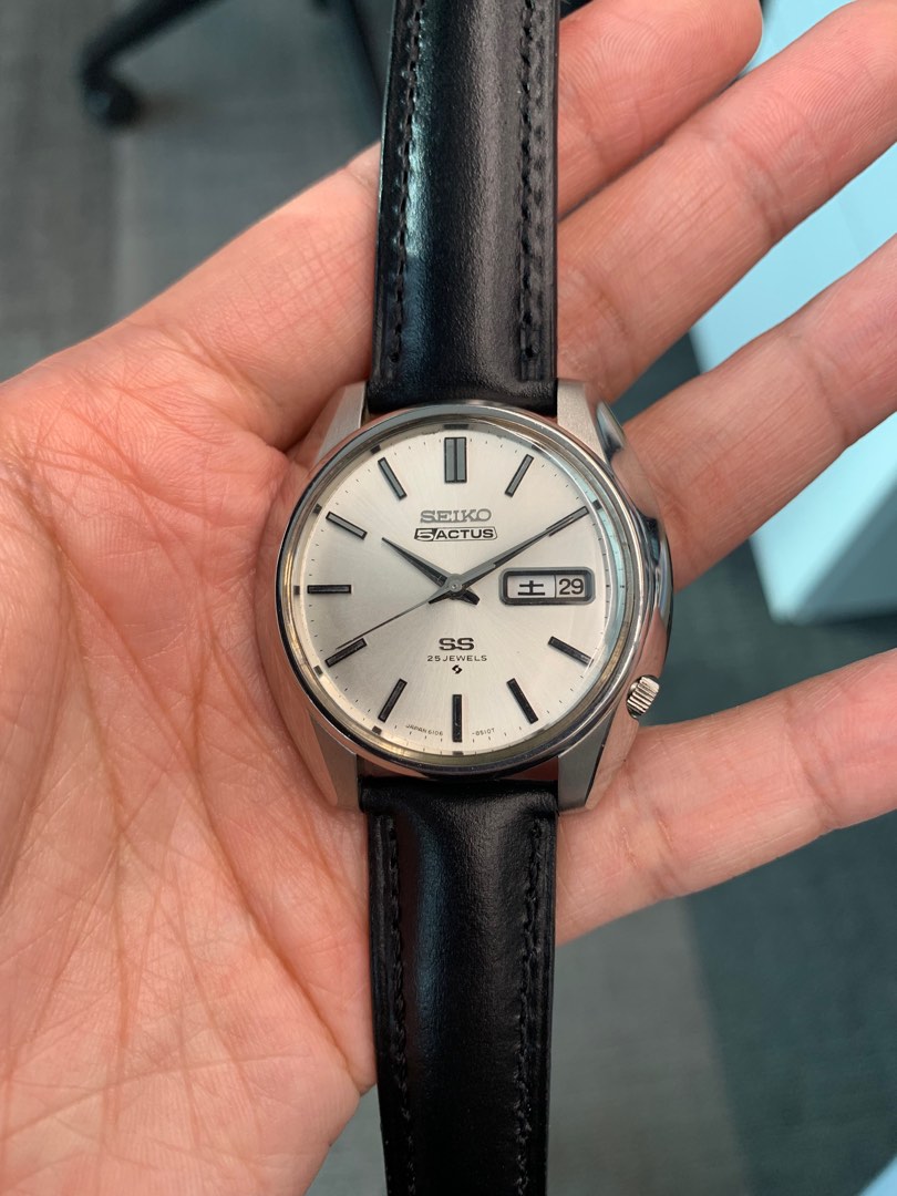 Seiko 5 Actus SS 25 jewels turtle case automatic 6106-8460 grey sunburst dial mulus like new ...