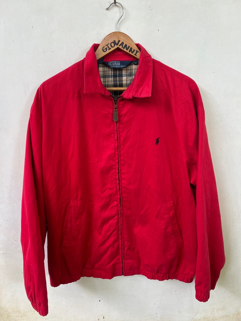 Vintage 90s Men's Polo Ralph Lauren Red Harrington Jacket Size, Luxury ...
