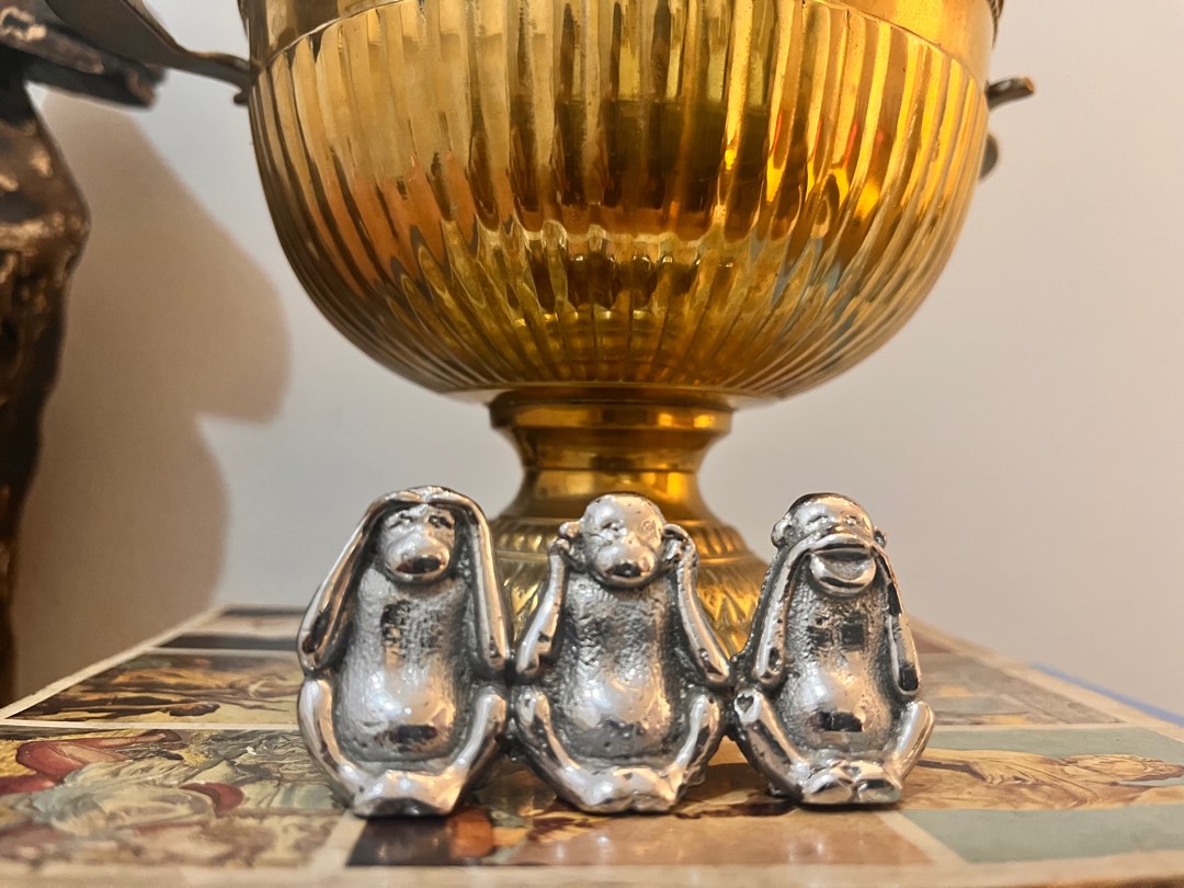 Vintage silver plated mini wise monkeys, Furniture & Home Living, Home Decor, Other Home Decor ...