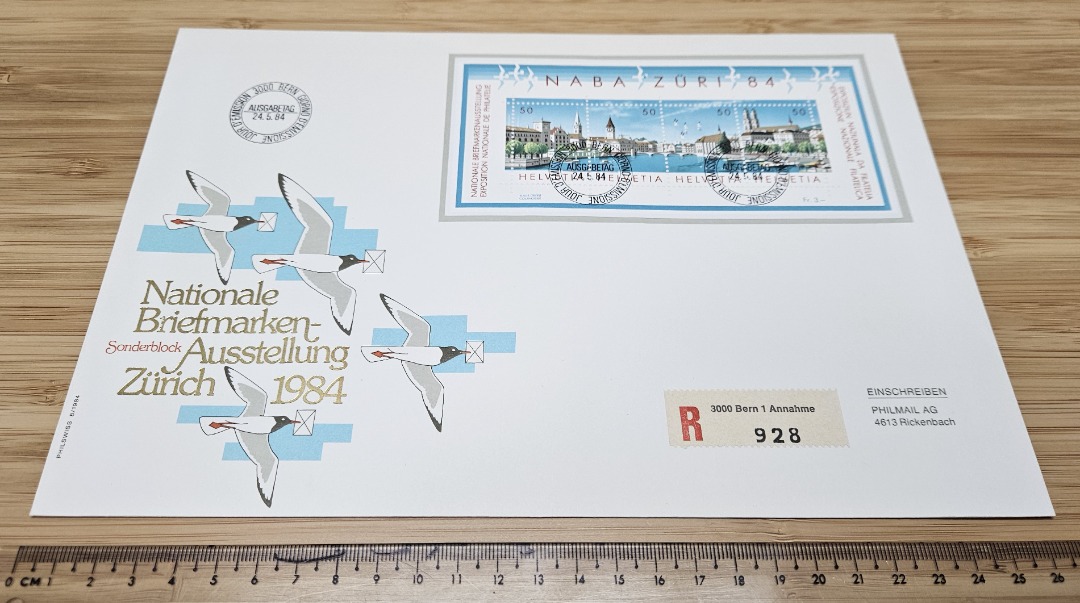 1984 Switzerland Huge Stamp Sheet First Day Cover - National Philatelic ...