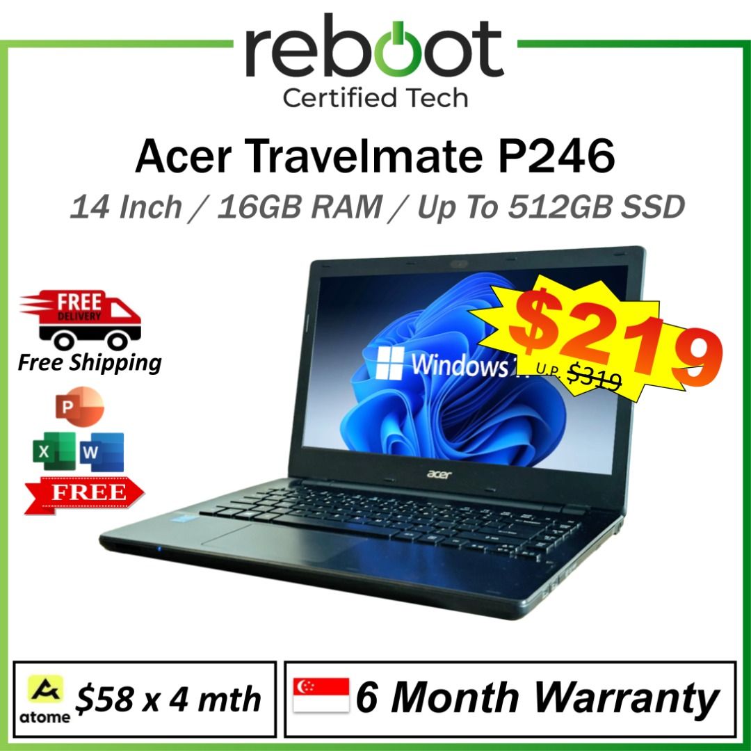 Acer 14 Inch i7 Laptop (P246)- 16GB RAM - Up to 512GB SSD - Free MS ...