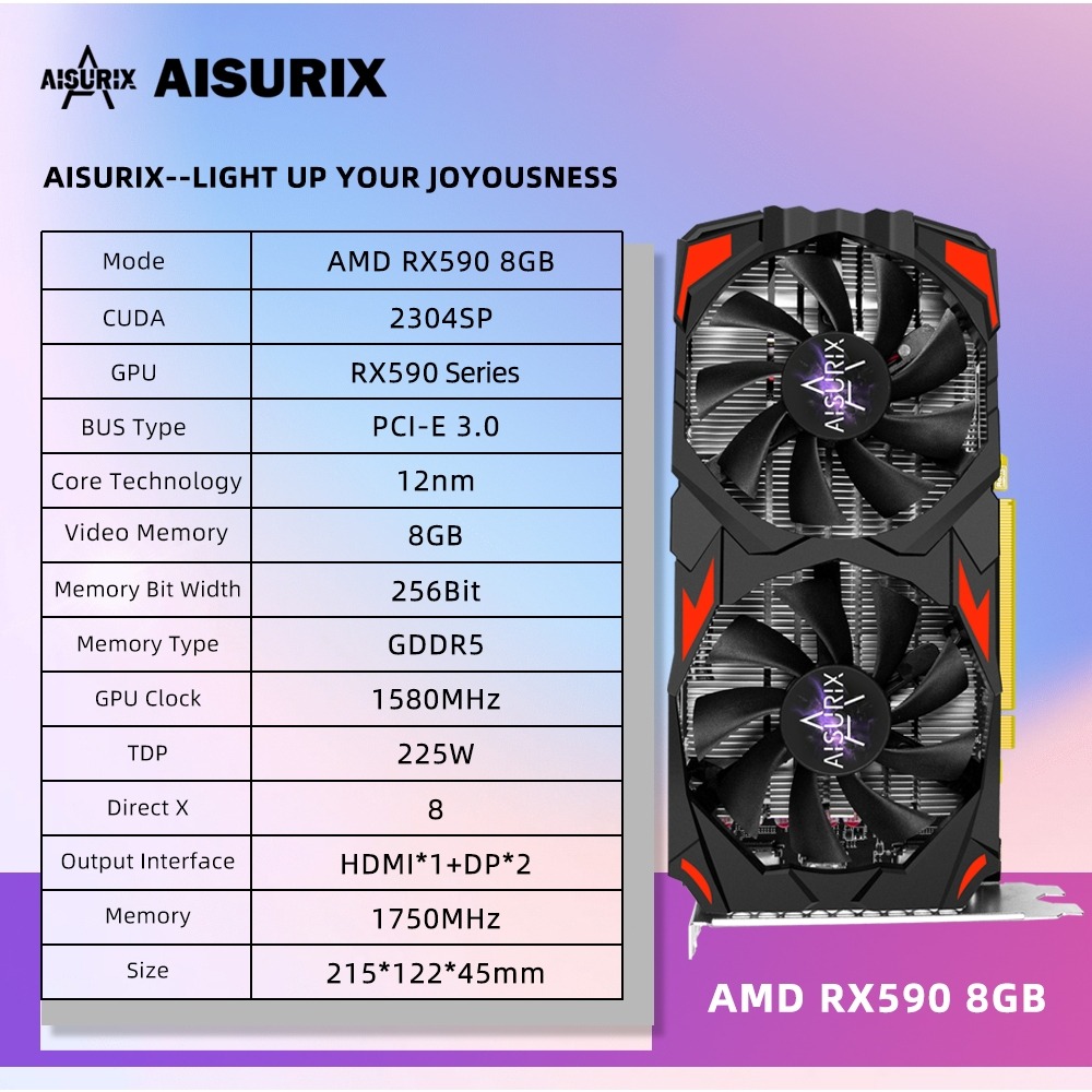 Aisurix AMD RX 590 8GB GDDR5 256bit, Computers & Tech, Parts ...