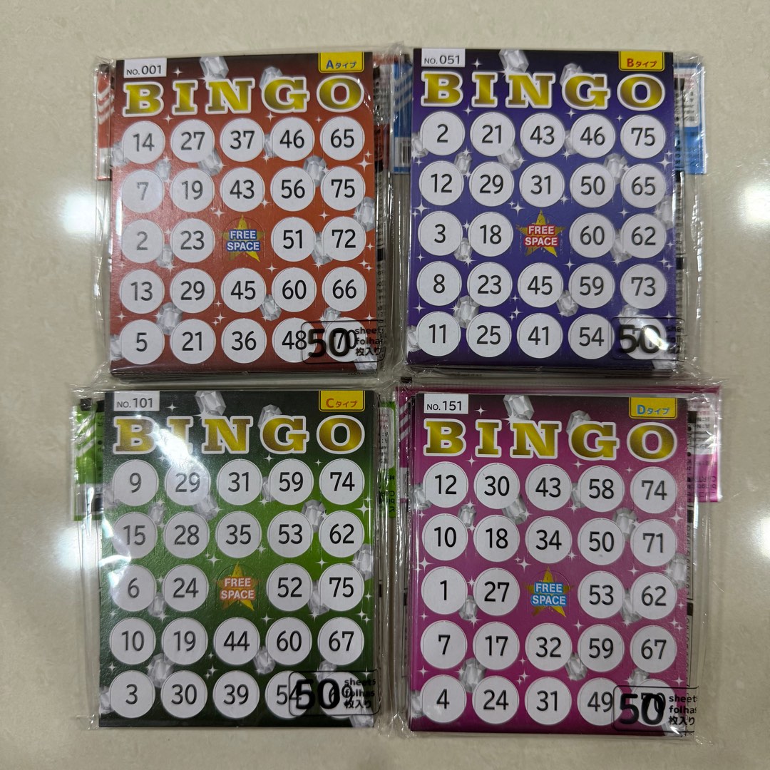 Bingo Cards - 200 Unique Pieces, Hobbies & Toys, Toys & Games on Carousell
