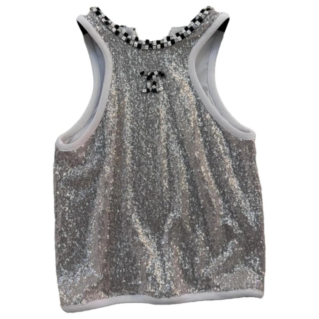 CHANEL CRUISE 23C SEQUINED TOP, Luxury, Apparel on Carousell