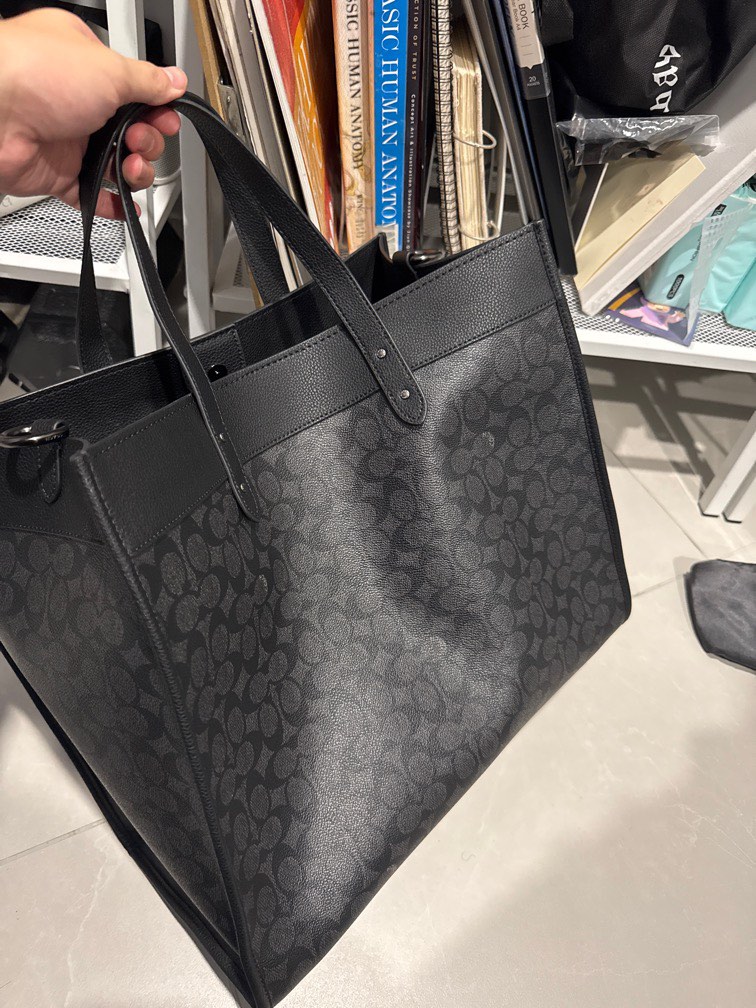 Coach Gotham Tote 34 (Black Signature Canvas), Women's Fashion, Bags ...