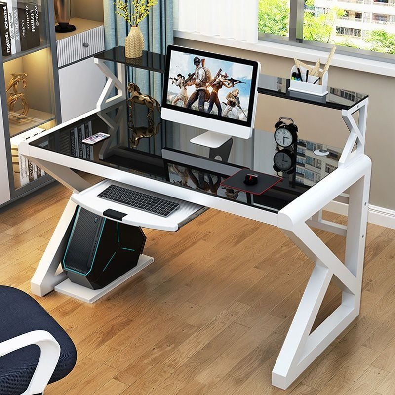 computer desk desk glass office desk desk double decker desktop ...