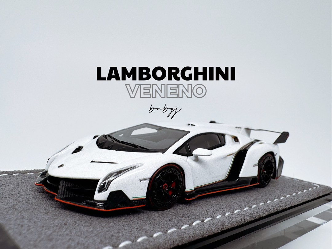 DMH x RW 1:64 Lamborghini Veneno White Discoloration Resin Model, 興趣及遊戲 ...