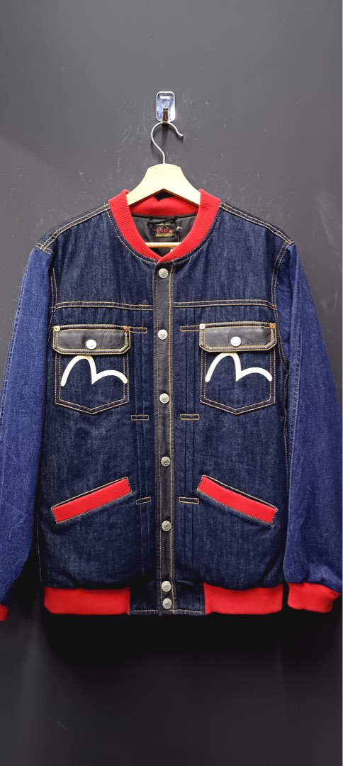 Evisu Denim Varsity Jacket, Men's Fashion, Coats, Jackets and Outerwear ...
