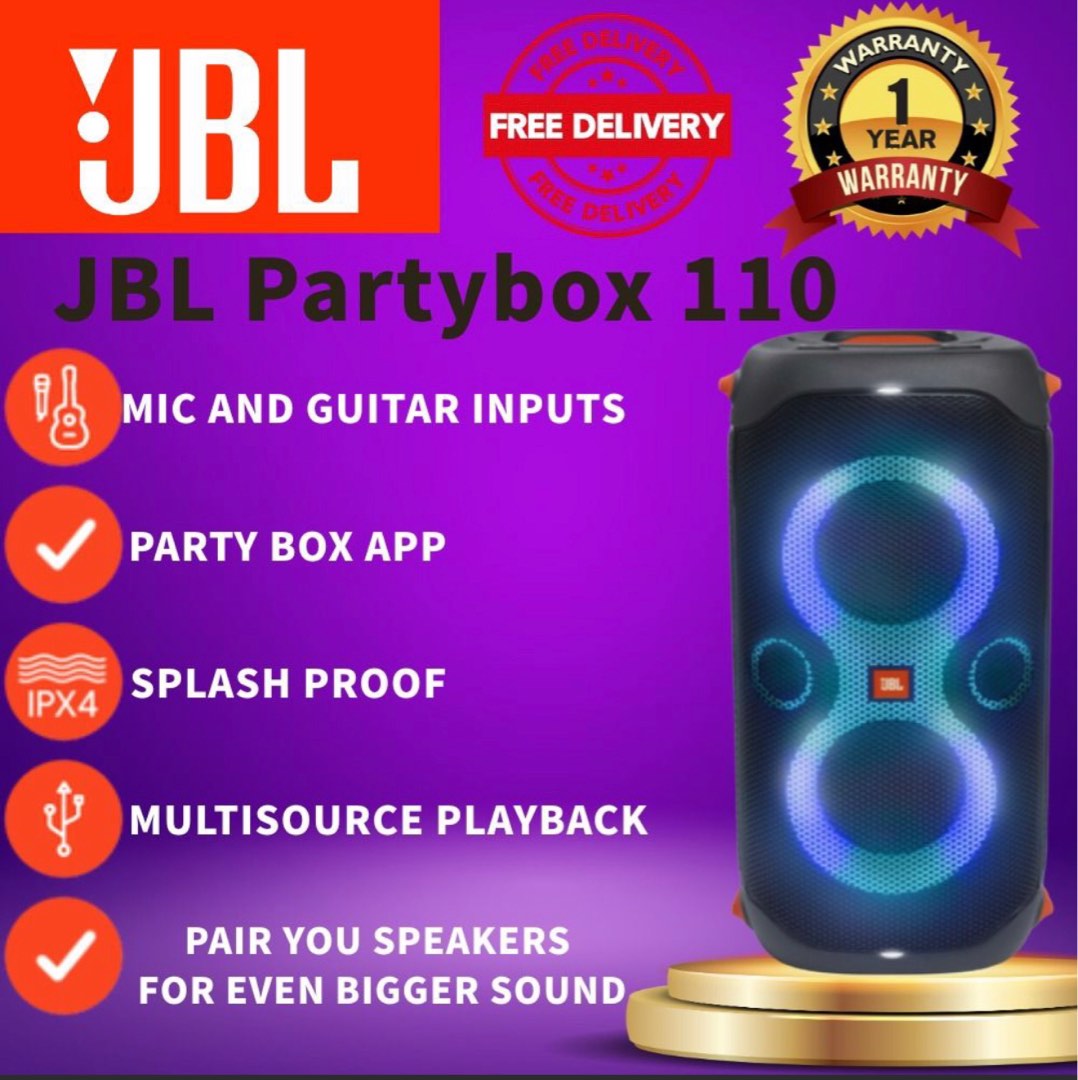 JBL Party Box 110 Portable party speaker super loud black brand new 1 ...