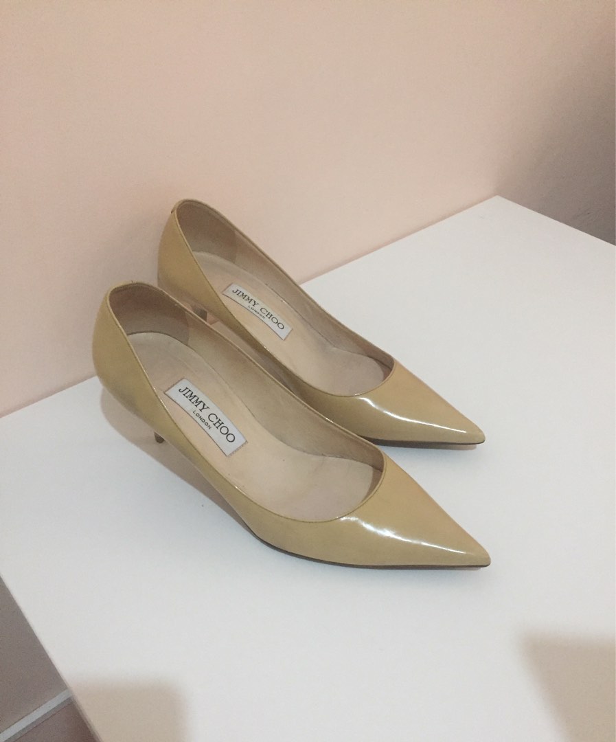 Jimmy Choo Light Tan Patent Leather Pumps Size 8, Luxury, Sneakers ...