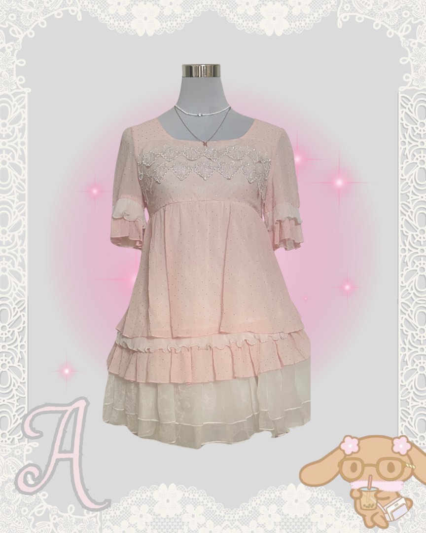 Joyce Coquette Lacey Ribbon Puff Sleeved Top With Self Tie Waist, Women ...