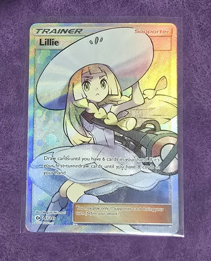 Lillie Pokemon Trainer Supporter Full Art FA Card Sun & Moon 147/149 ...