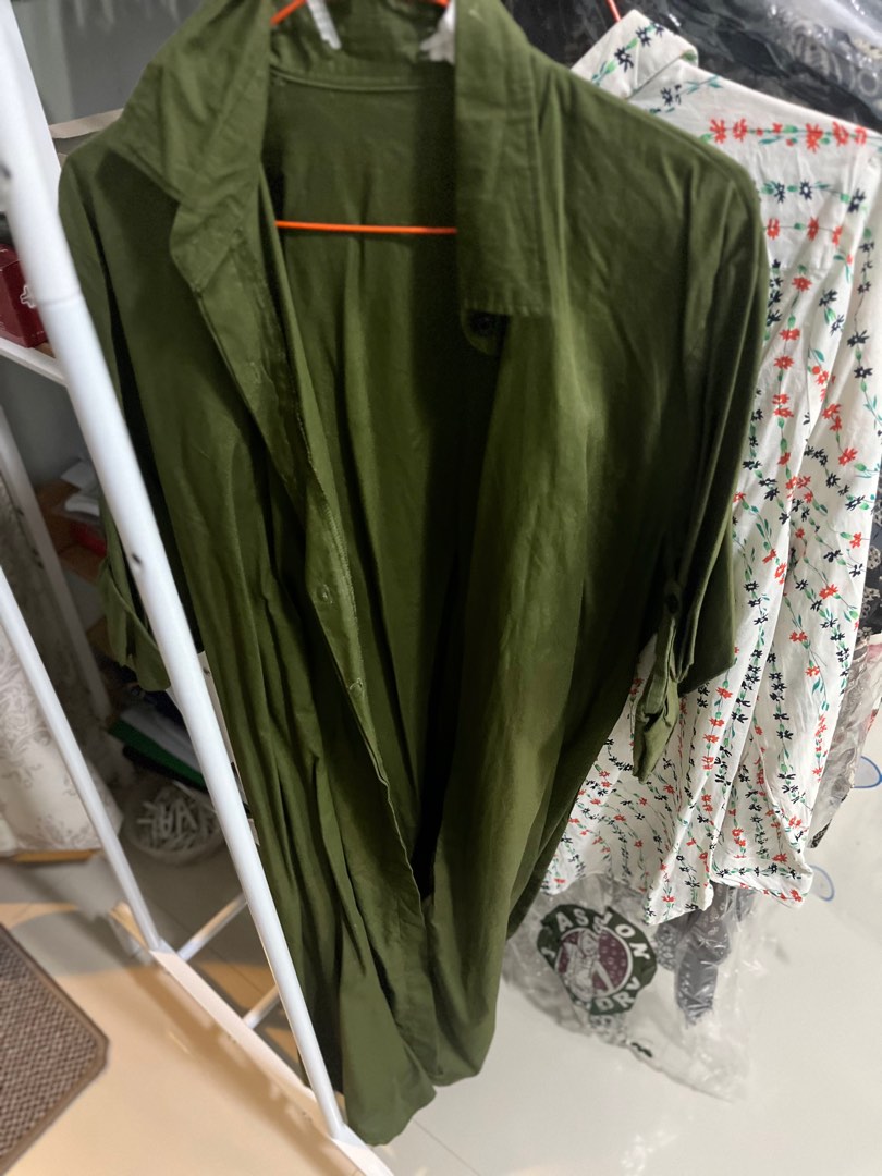 Long outer//dress - hijau navy, Fesyen Wanita, Pakaian Wanita, Baju ...