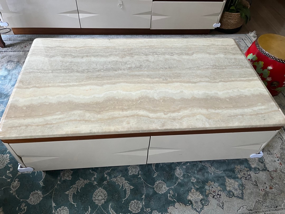 Marble Coffee Table & TV console set with storage, Furniture & Home ...