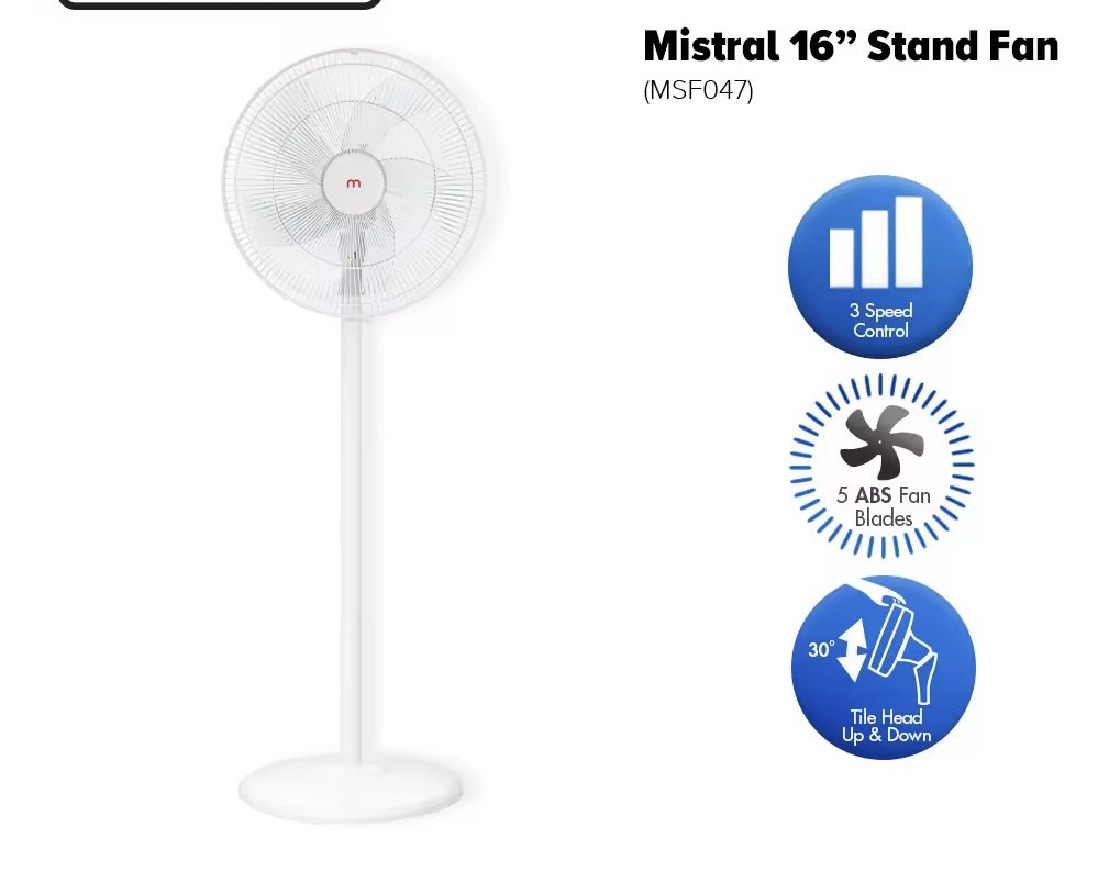 Mistral 16 inch Stand Fan MSF047, Furniture & Home Living, Lighting ...