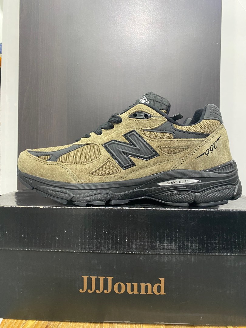 New Balance 990 V3 X JJJJound Hitam Coklat, Fesyen Pria, Sepatu ...