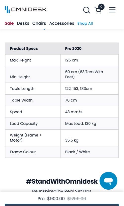 Omnidesk Pro XL 183cm x 76cm Computer Desk for Work from Home - Black ...