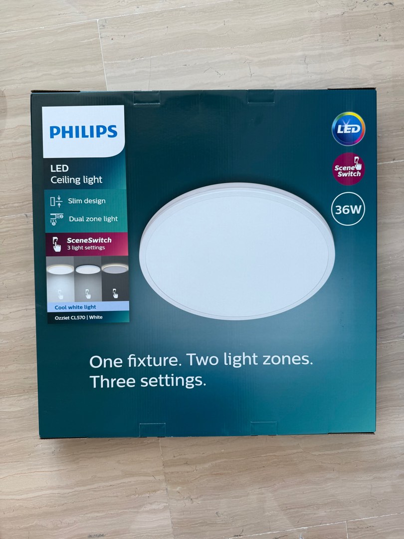 Philips Ozziet CL570 Slim Ceiling Light with Scene Switch, 36W ...
