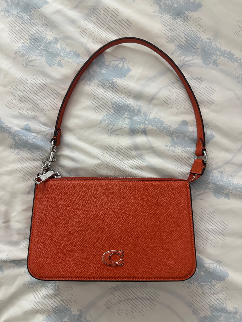 Rare Coach Sun Orange Cross Grain Leather Shoulder Bag Kili vintage ...