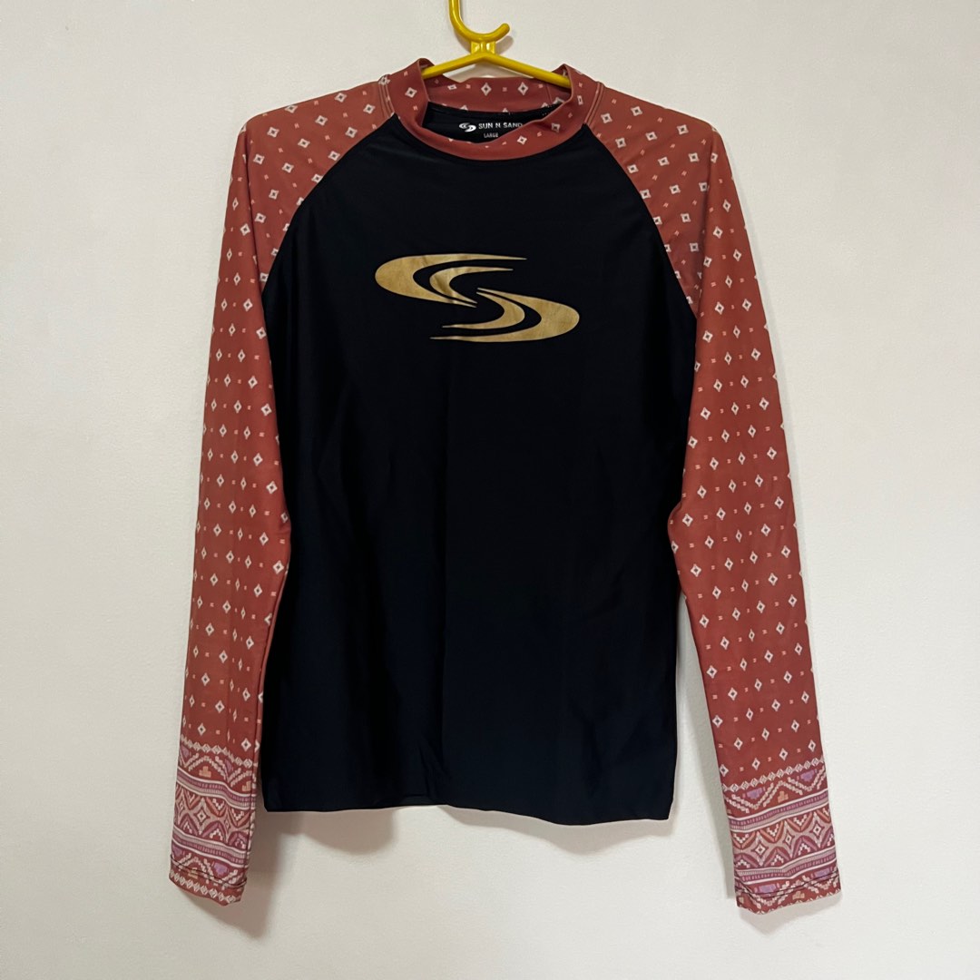 Sun n Sand Brown Black Rash Guard Swimwear, Women's Fashion, Swimwear ...