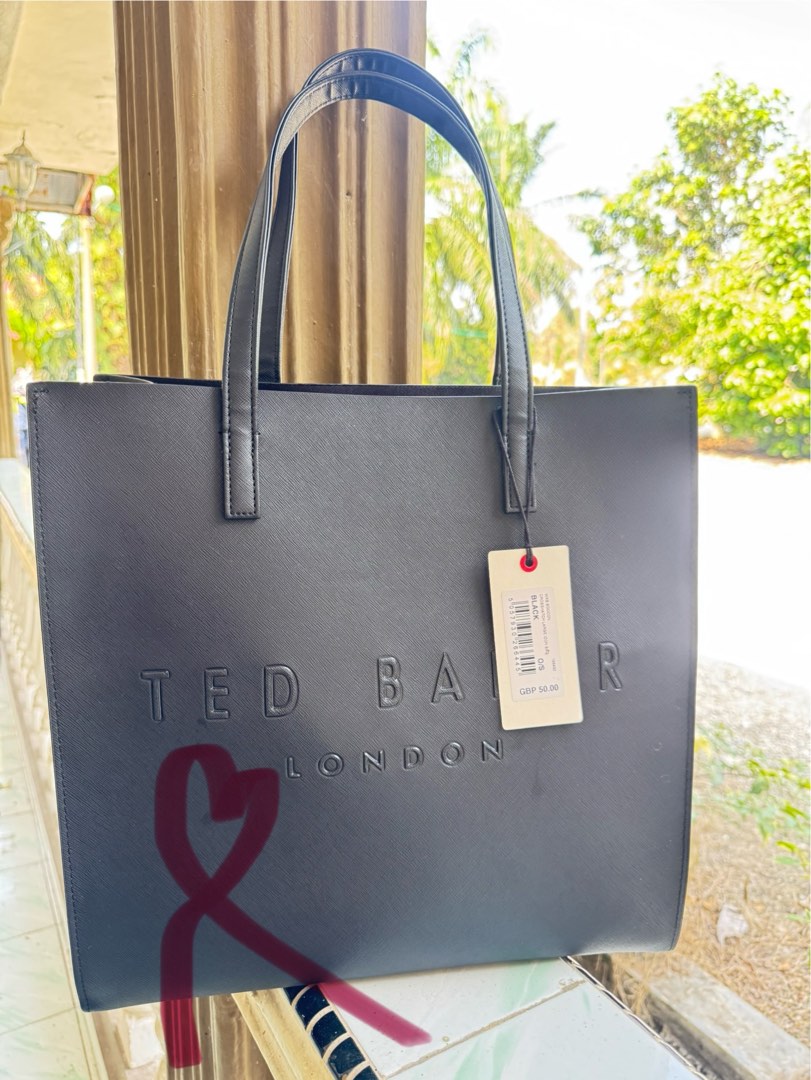 Ted Baker Black Soocon Crosshatch Large Icon Bag, Women's Fashion, Bags ...