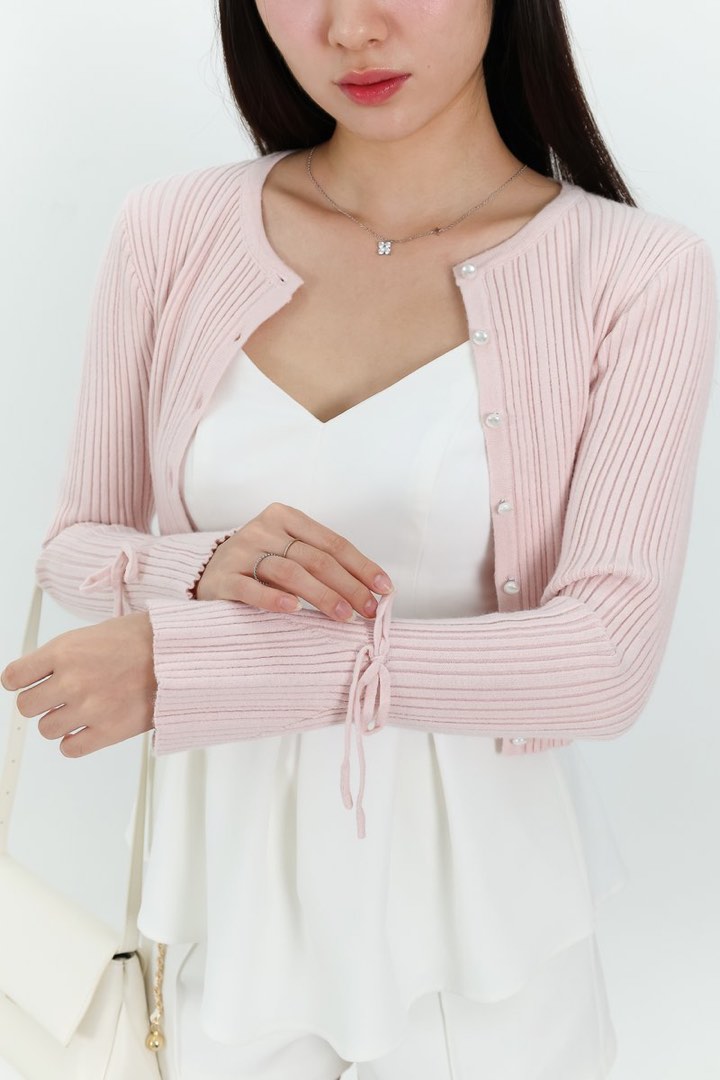 TSS Briella Button Up Knit Cardigan In Light Pink, Women's Fashion, Coats, Jackets and Outerwear ...