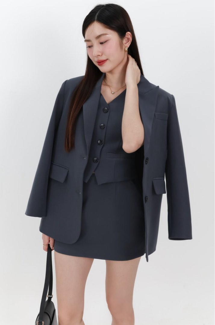 TSS Cassandra Co-ord 3pcs in GunMetal, Women's Fashion, Dresses & Sets ...