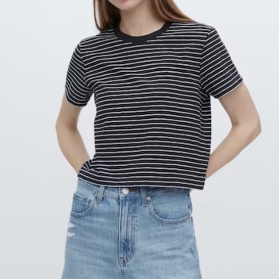 Zara Basic Crew Neck Stripes Tee, Women's Fashion, Tops, Shirts on ...