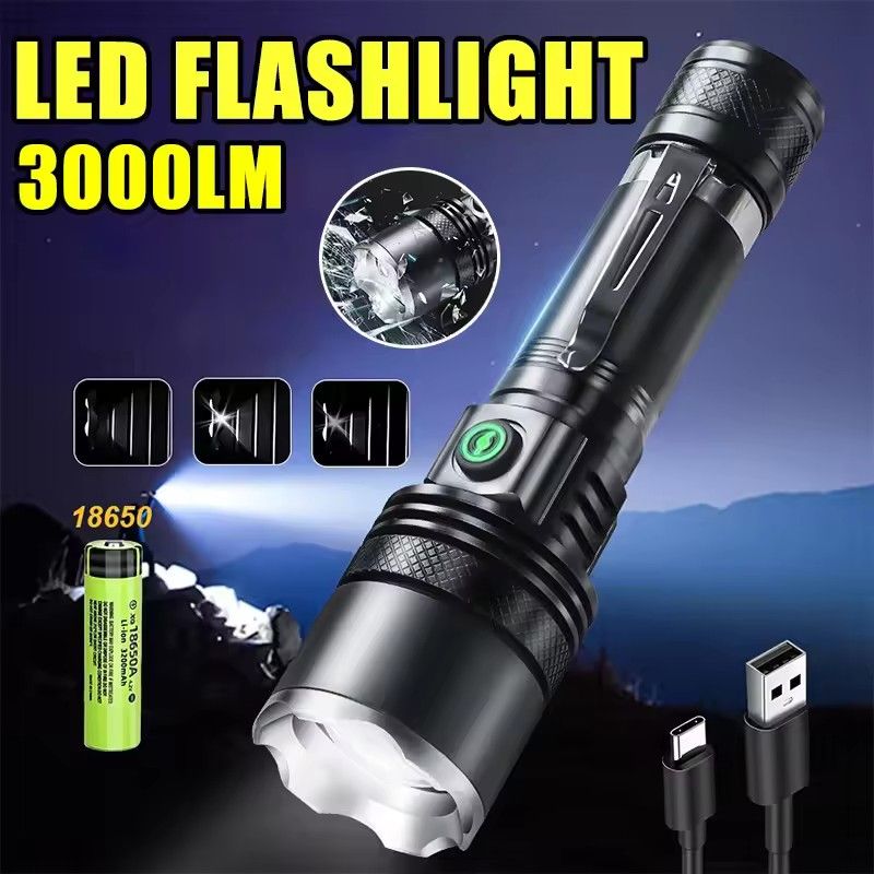 20W White Laser Wick Powerful Long Range LED Flashlight Aluminium Alloy ...
