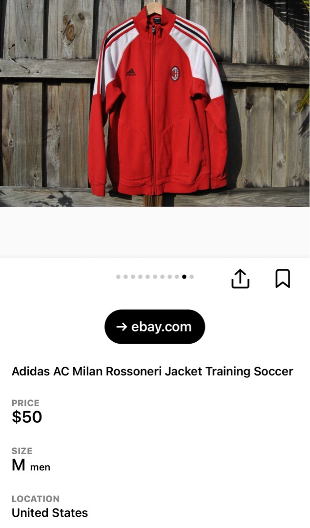 ADIDAS ROSSONERI ACM NIKE TRACK TOP MEN RACING JACKET SLEEVE MILLAN, Men's Fashion, Activewear ...