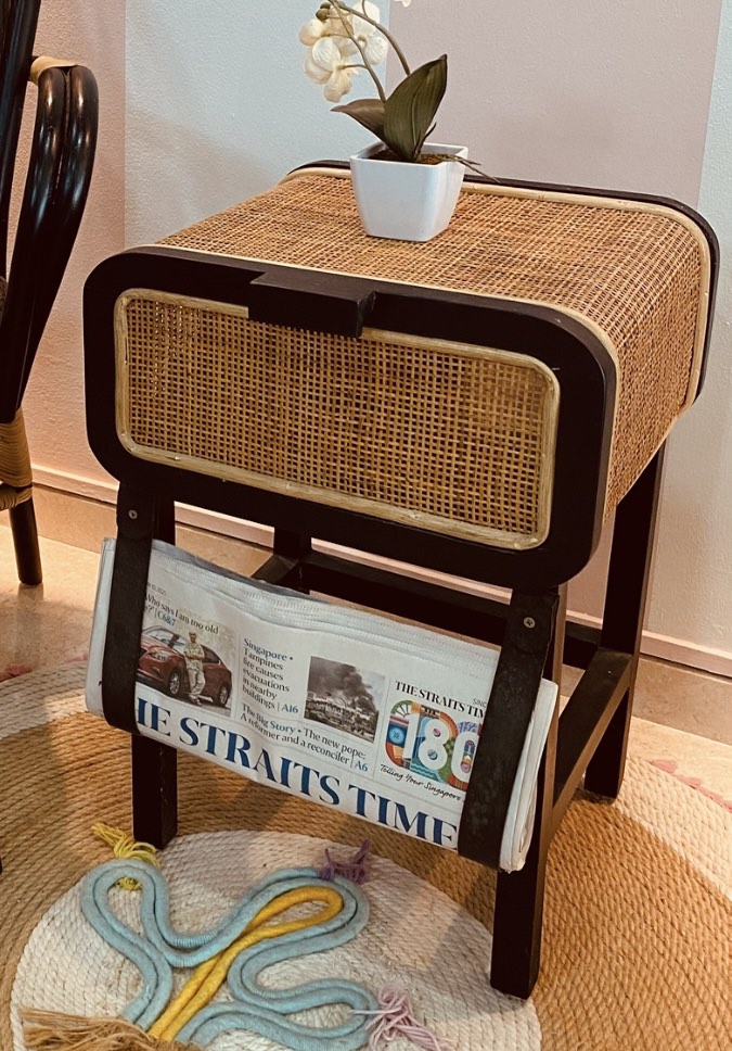 Black rattan side table, Furniture & Home Living, Furniture, Tables ...