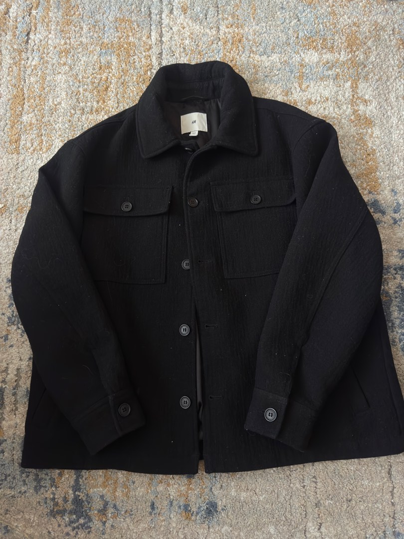 Boxy Textured Coat in Black, Men's Fashion, Coats, Jackets and ...