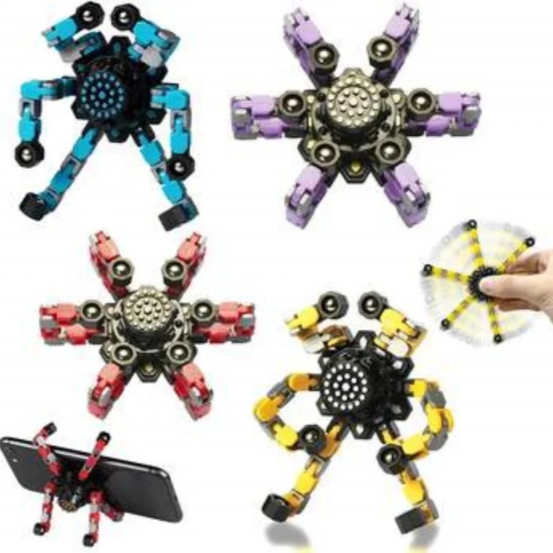 Funny Sensory Fidget Toys, Transformable Chain Robot Finger Toy 4PCS ...