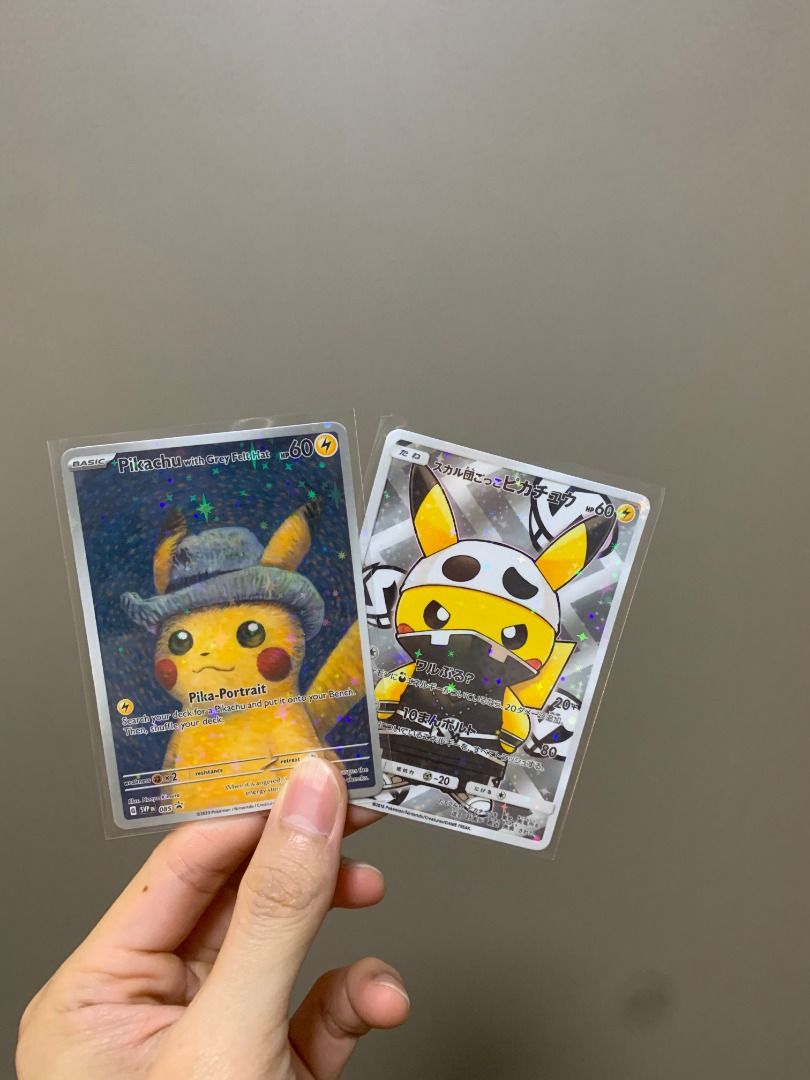 Grey Felt Hat Pikachu and Ninja Pikachu Poncho Costume Pokemon TCG ...